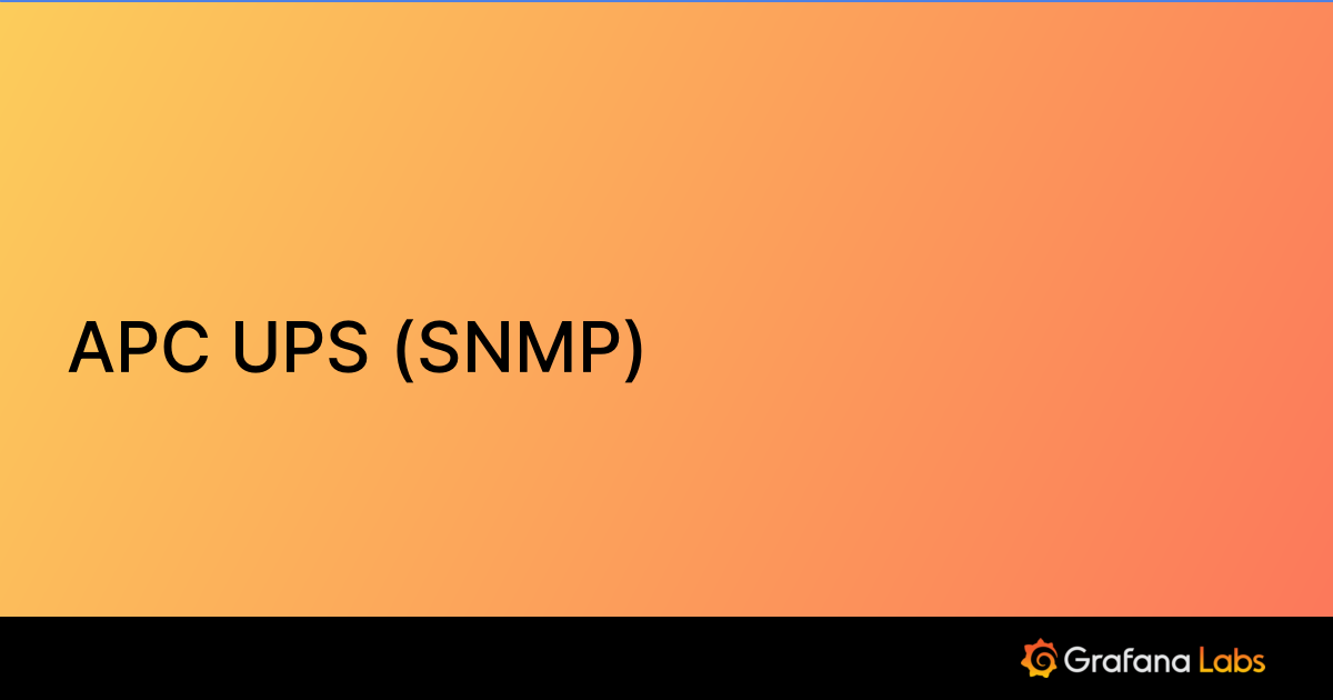 APC UPS (SNMP) | Grafana Labs